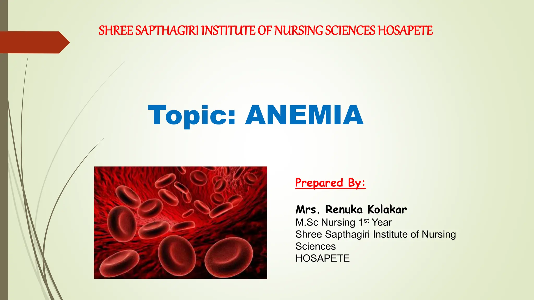 Anaemia. msn for bsc nursing students ss | PPTX