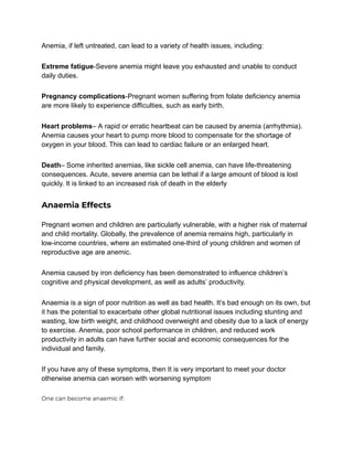 Anaemia: Symptoms, Types, Causes & Treatment | PDF