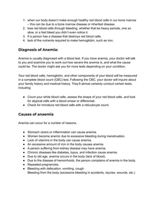 Anaemia: Symptoms, Types, Causes & Treatment | PDF