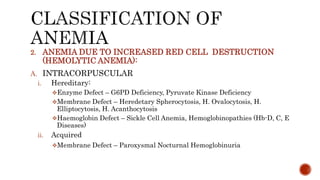 introduction to anaemia, classification of anaemia | PPTX