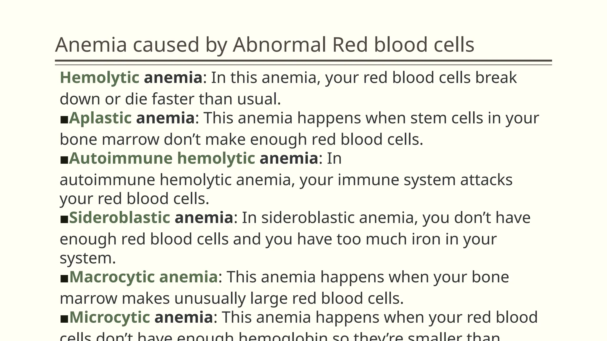 Anaemia:Types,causes,symptoms and treatment .pptx