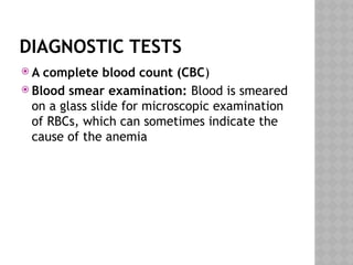management of a client with anaemia and its complications | PPTX