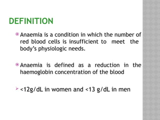 management of a client with anaemia and its complications | PPT