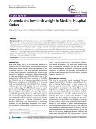 Anaemia and low birth weight | PDF