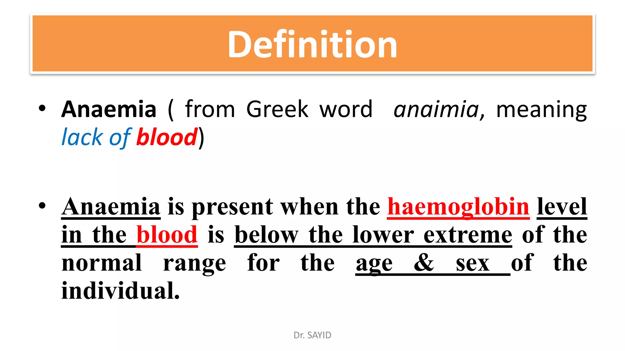 Anemia,classification of anaemia, Hb, RBC indicie | PPTX