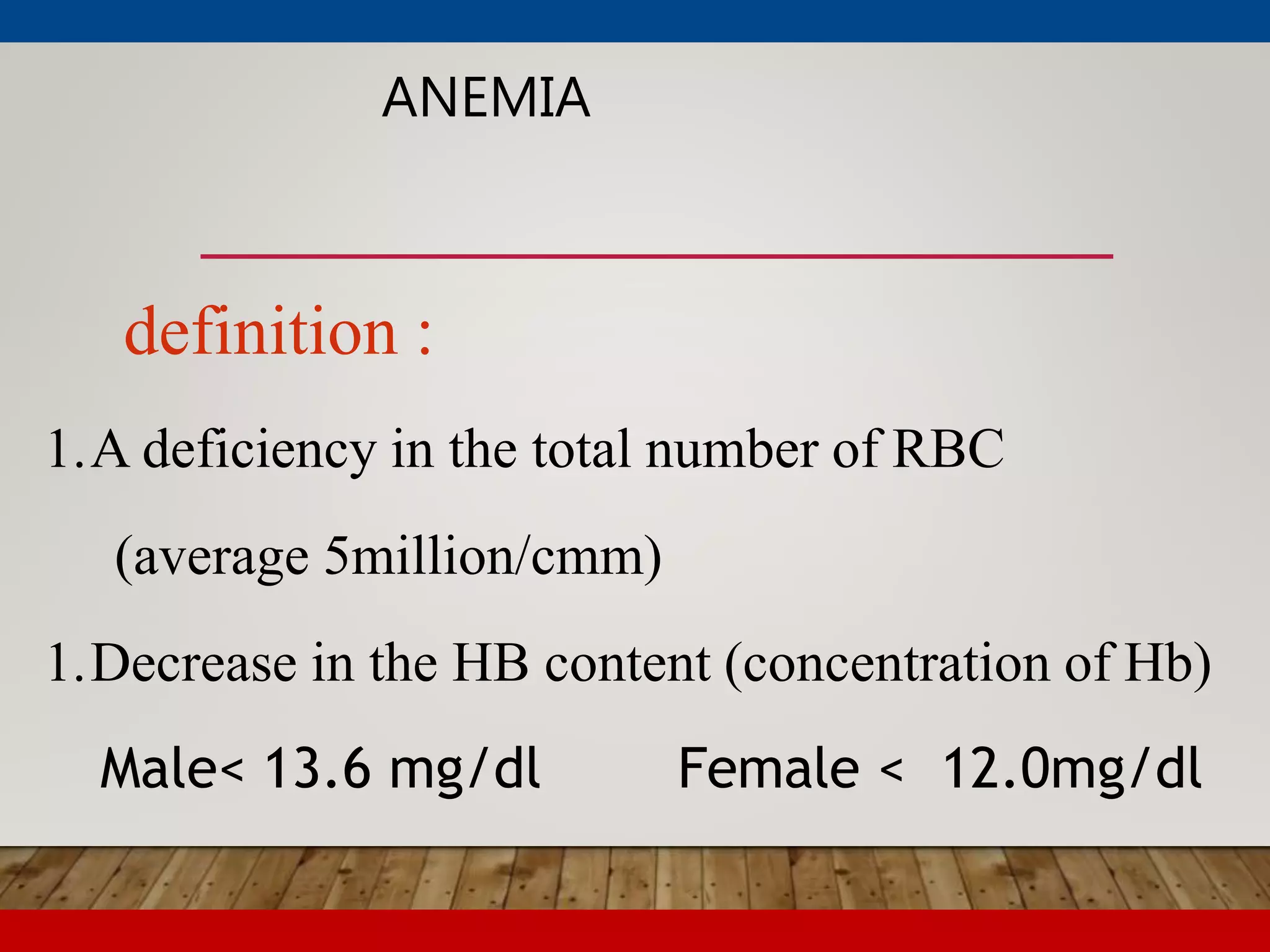 Pathophysiology of Anaemia for nursery students | PPTX