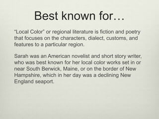 Ana enriquez sarah orne jewett noon | PPT