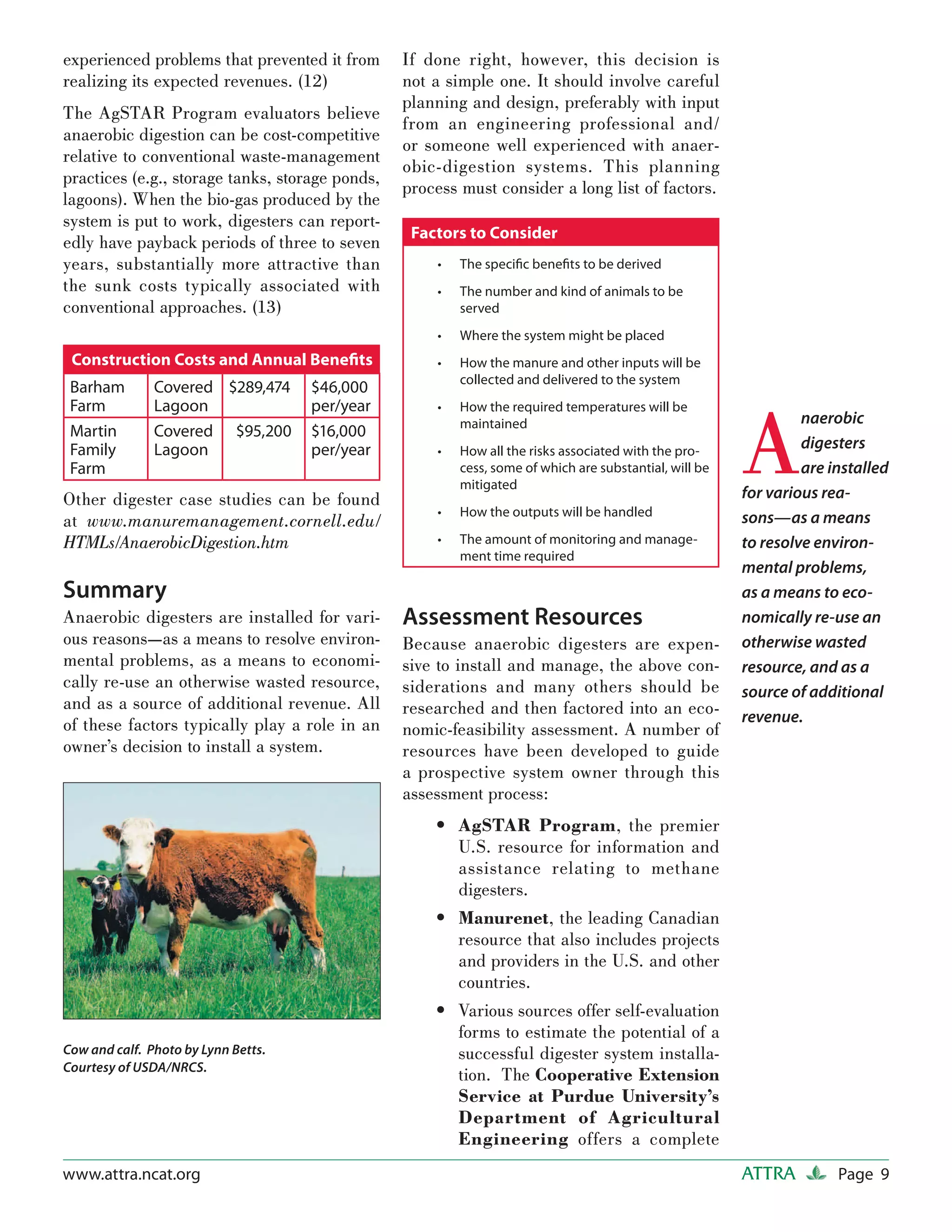 Anaerobic Digestion of Animal Wastes: Factors to Consider | PDF