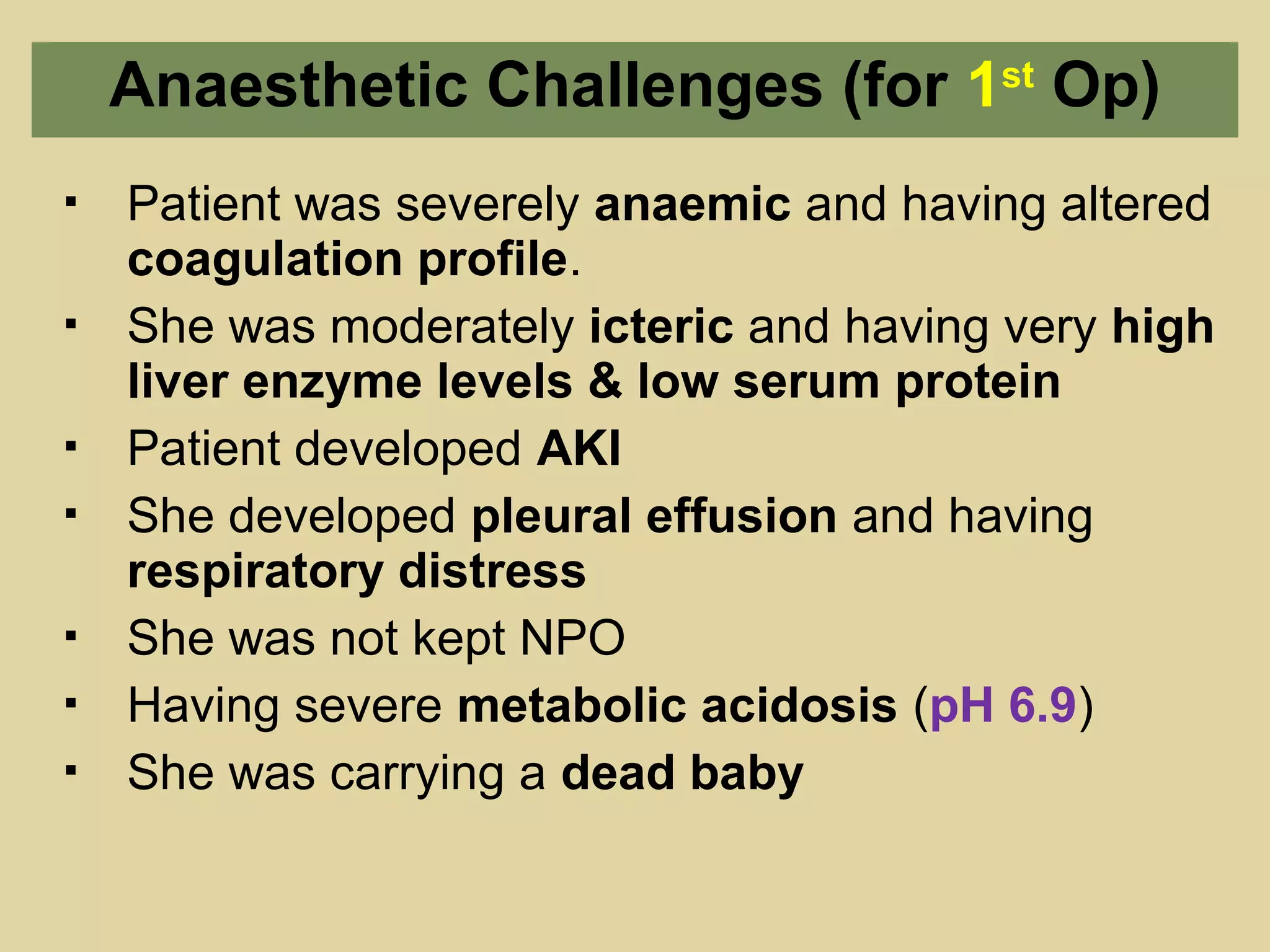 Anaesthetic Management of a Patient with HELLP Syndrome | PPT