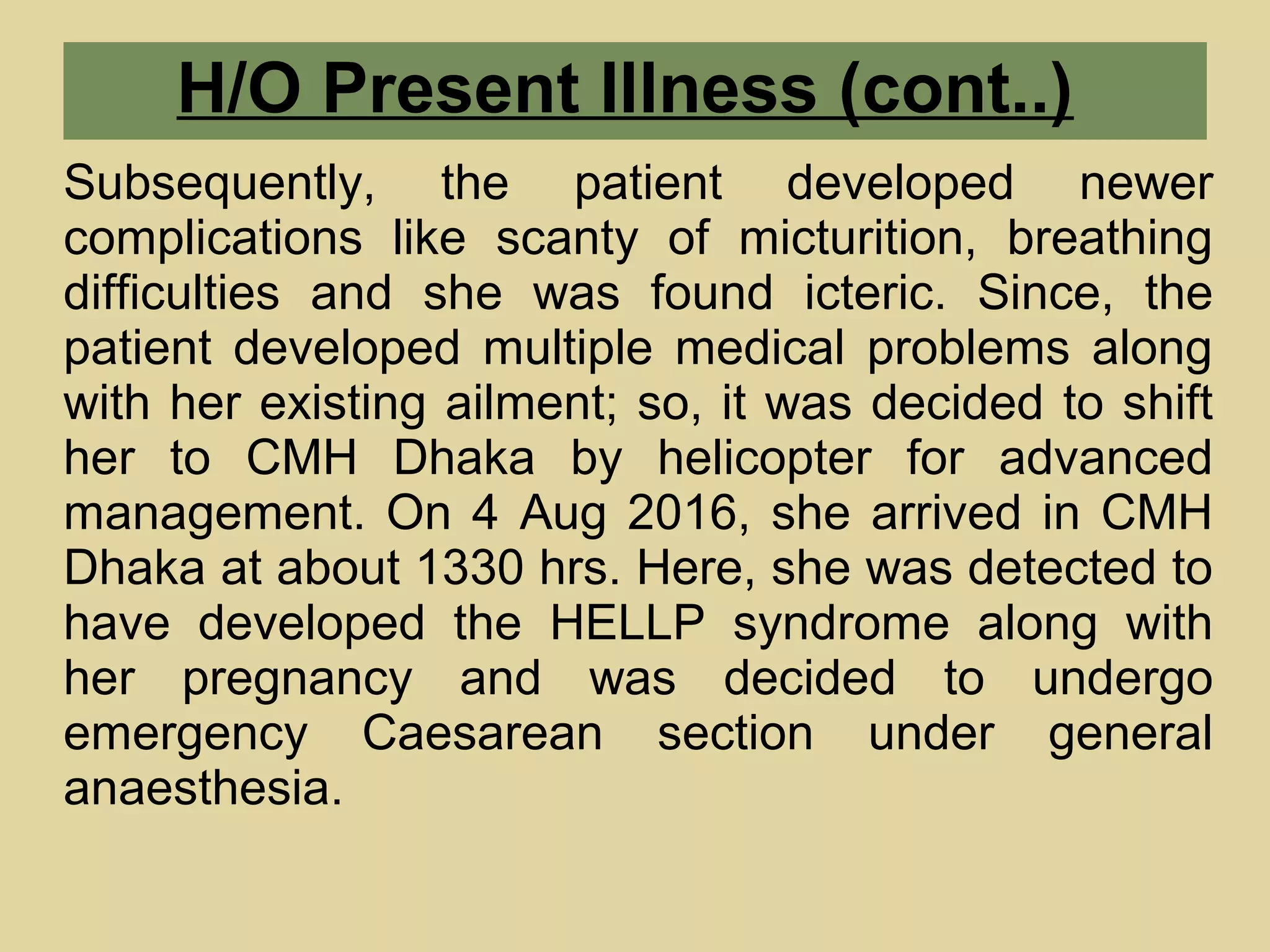 Anaesthetic Management of a Patient with HELLP Syndrome | PPT