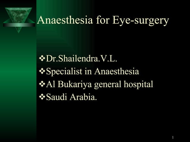Anaesthesia For Eye Surgery | PPT