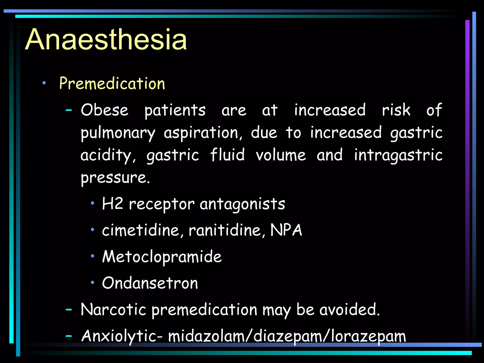 Anaesthesia For Obese Patient | PPT