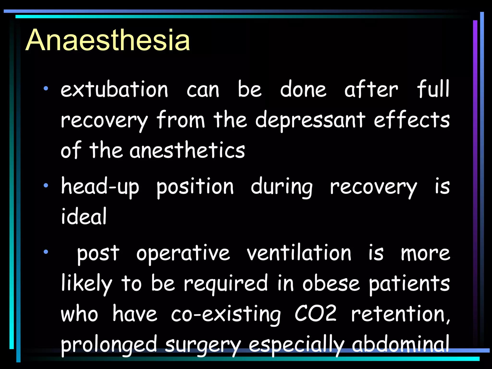 Anaesthesia For Obese Patient | PPT