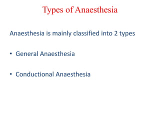 Anaesthesia and its types. aga umar tariq | PPTX
