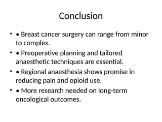 Anaesthesia for Breast Surgery, key insights.pptx