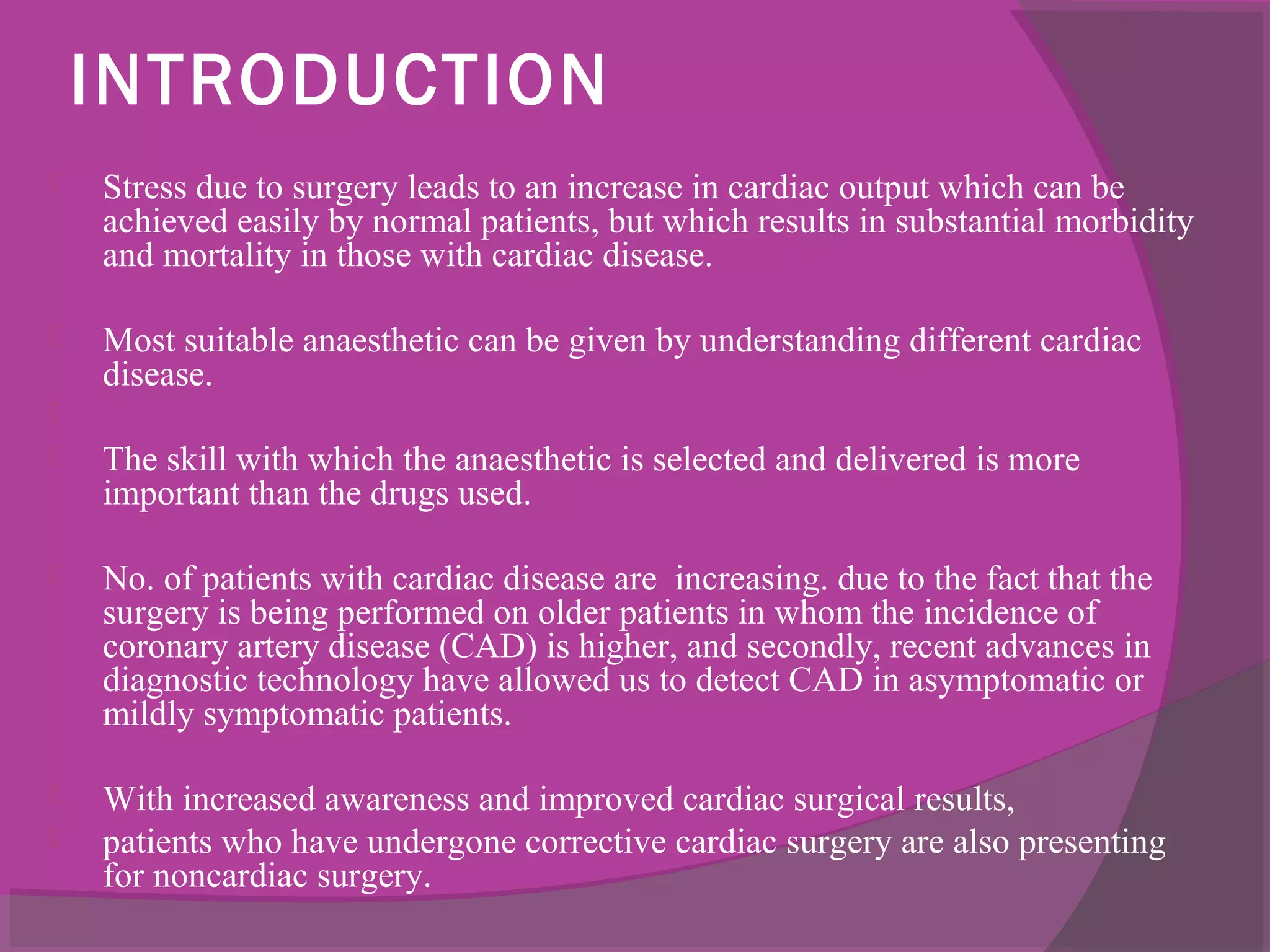 Anaesthesia for cardiac patient undergoing non cardiac surgery | PPT