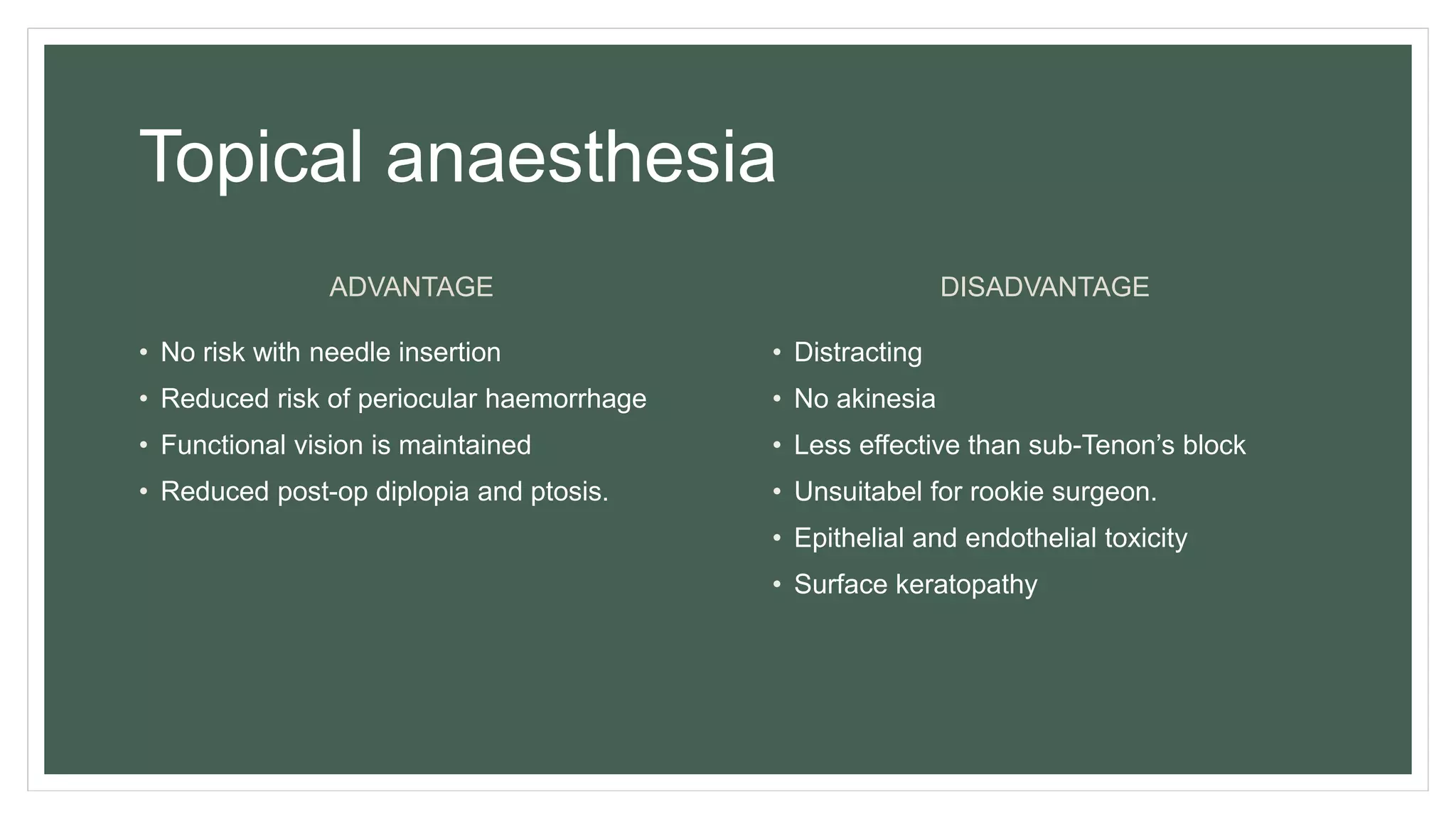 Anaesthesia for cataract surgery | PPTX