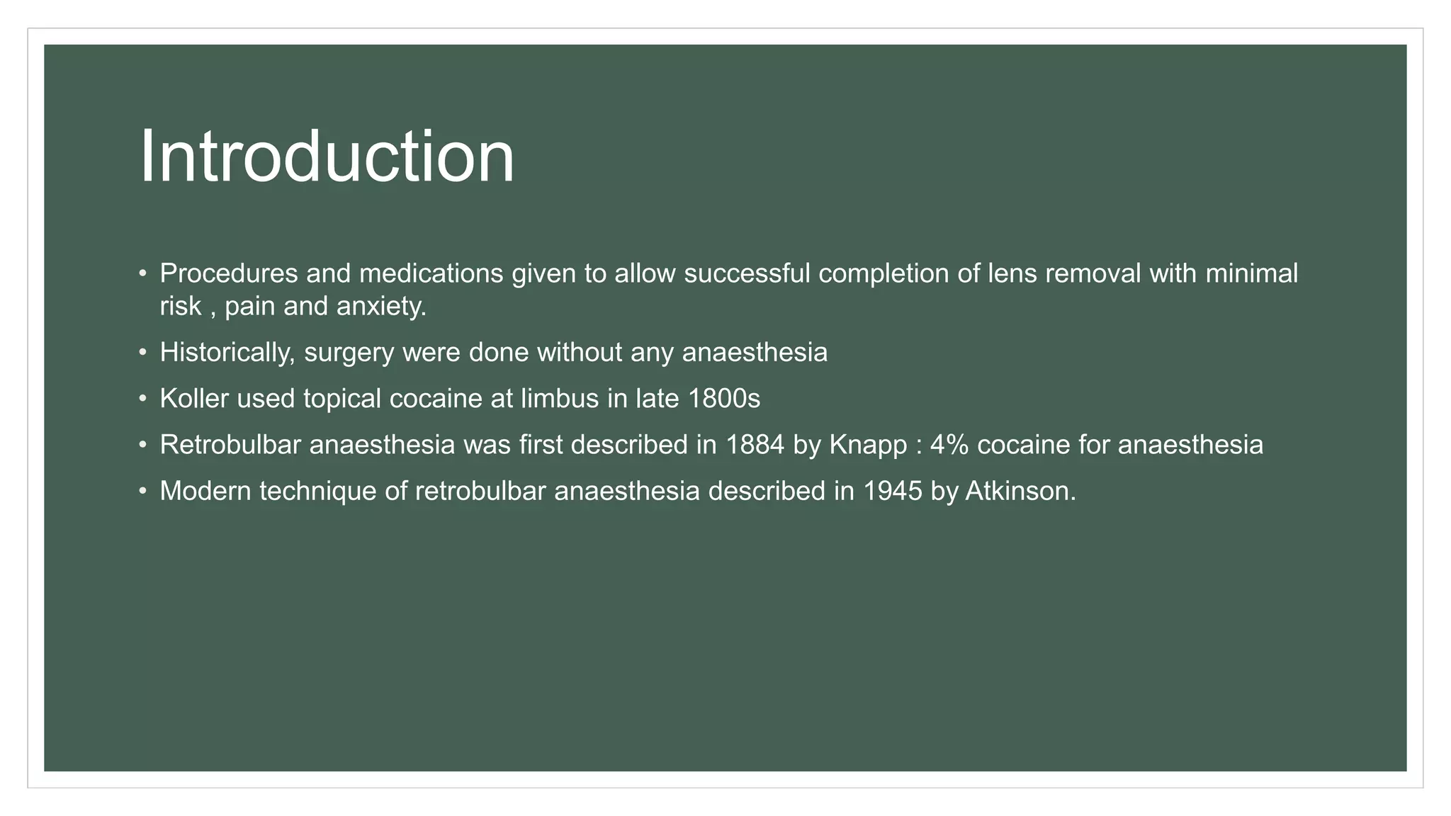Anaesthesia for cataract surgery | PPTX