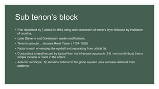 Anaesthesia for cataract surgery | PPTX