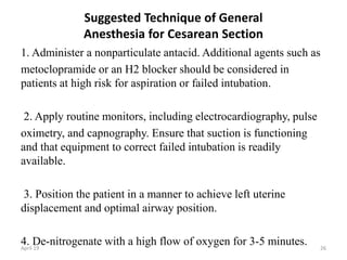 Anaesthesia for cesearean section | PPTX