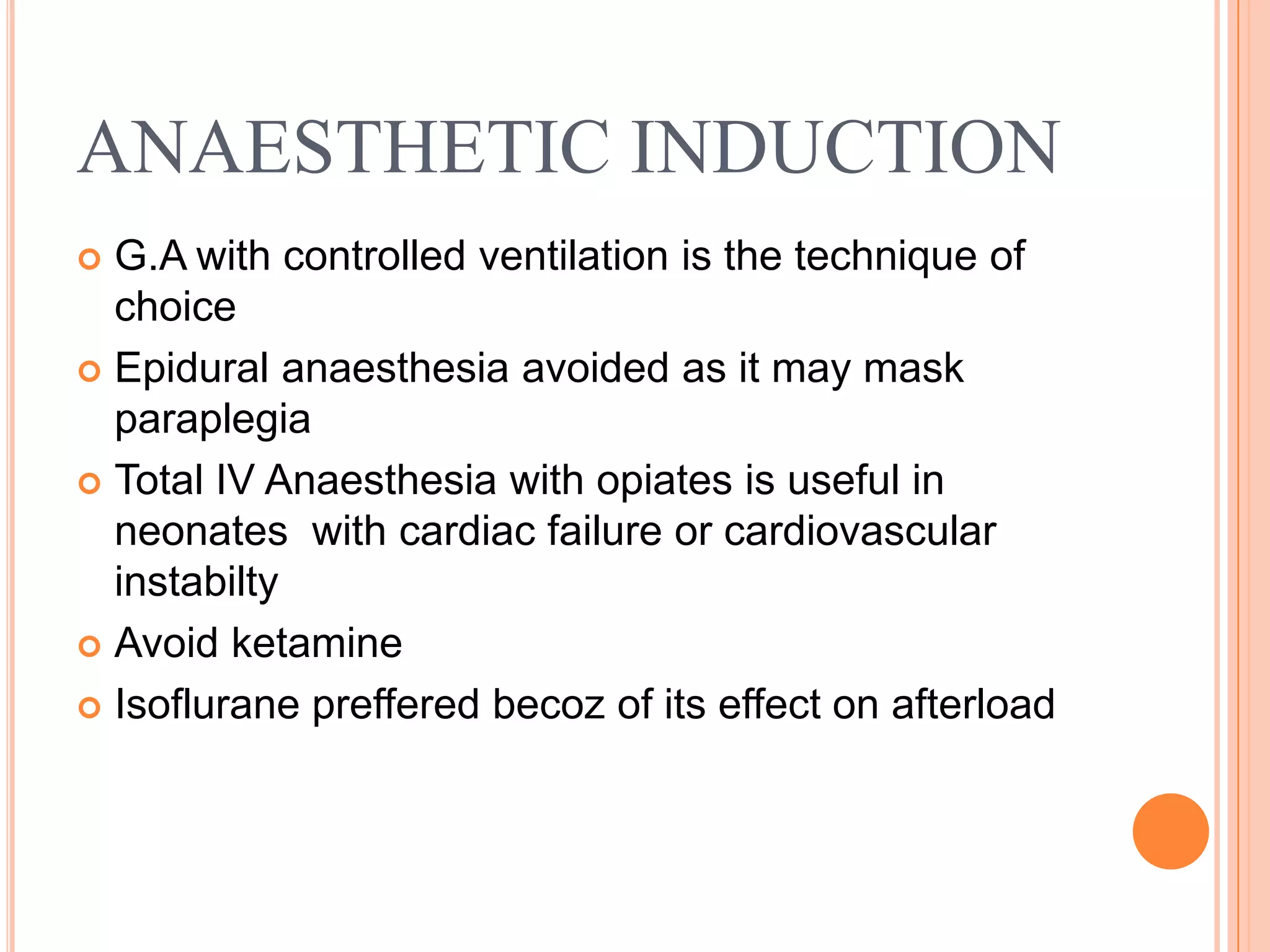 Anaesthesia for closed heart procedures pda & coa | PPTX