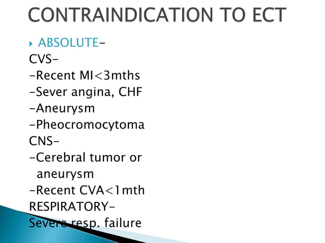 Anaesthesia for ELECTROCONVULSIVE THERAPY/ECT | PPT | Brain and Nervous System Disorders ...