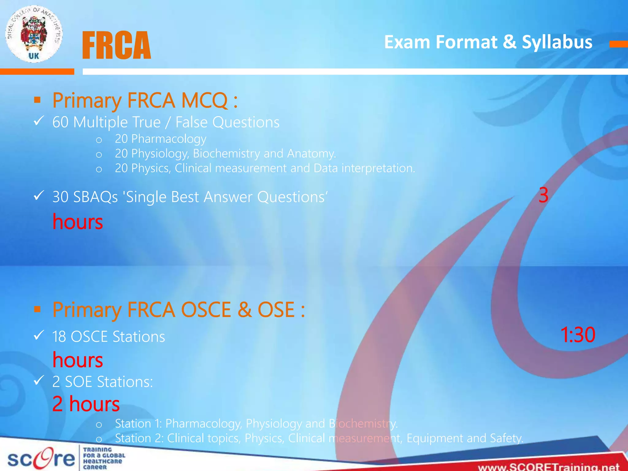 Anaesthesia International Certificates FRCA, MCAI & EDAIC -Orientation ...