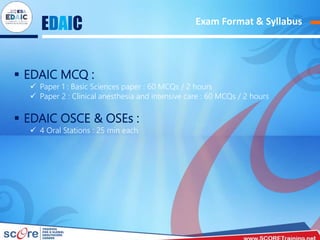 Anaesthesia International Certificates FRCA, MCAI & EDAIC -Orientation ...