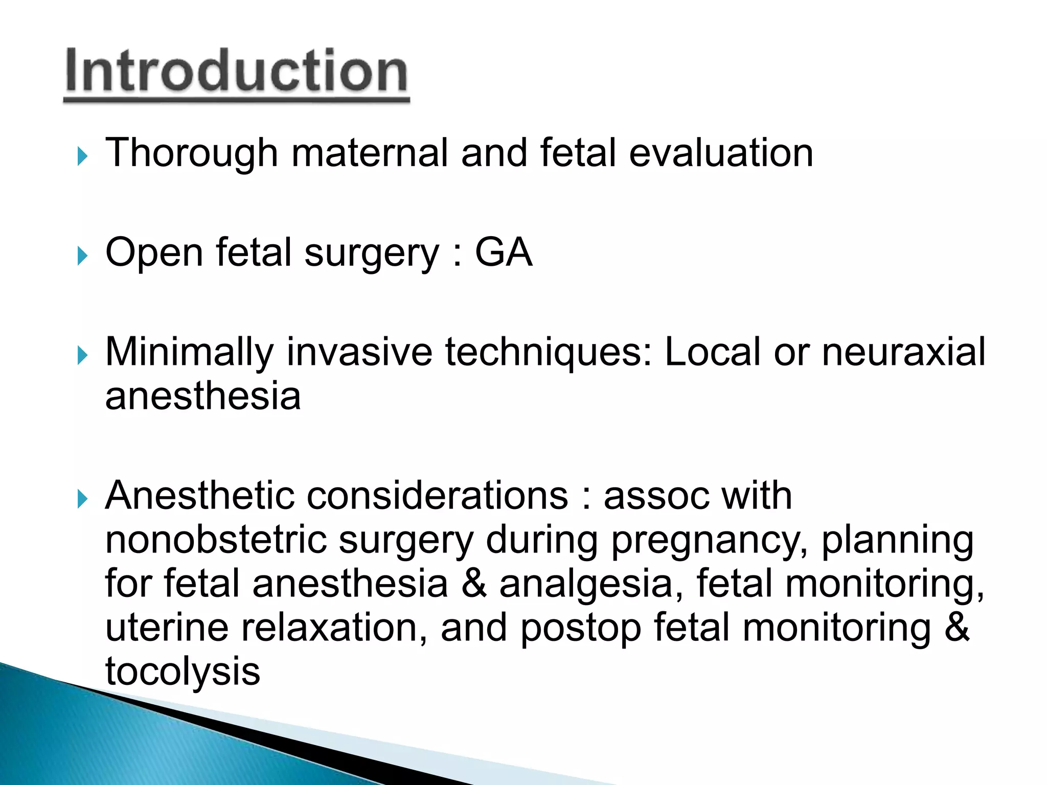 ANAESTHESIA FOR FETAL SURGERY | PPTX