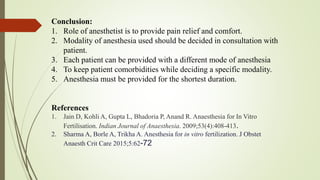 Anaesthesia for ivf | PPTX