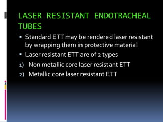 ANAESTHESIA FOR LASER SURGERIES | PPTX