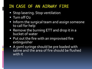 ANAESTHESIA FOR LASER SURGERIES | PPTX