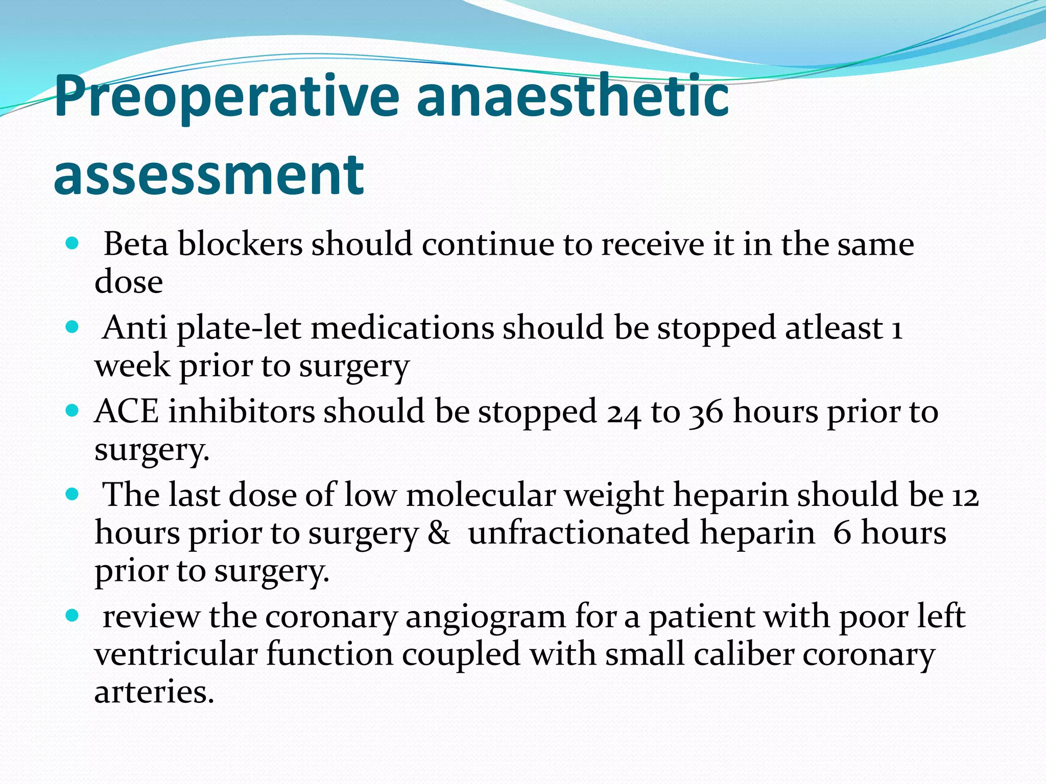 Anaesthesia for off pump coronary artery bypass grafting | PPTX
