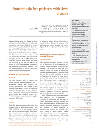 Anaesthesia for patients_with_liver_disease_ceaccp_2010 | PDF