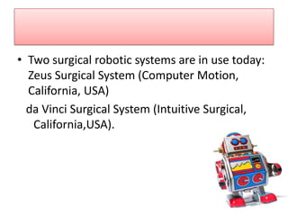 Anaesthesia for robotic cardiac surgery | PPTX
