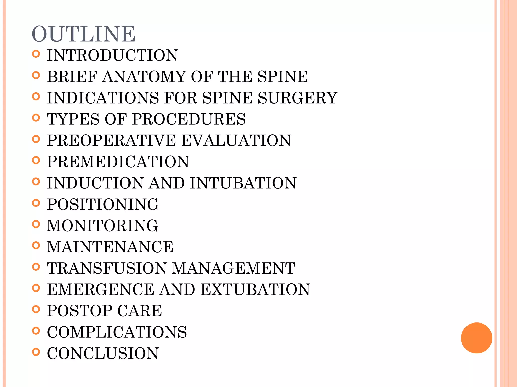 Anaesthesia for spine surgery | PPT