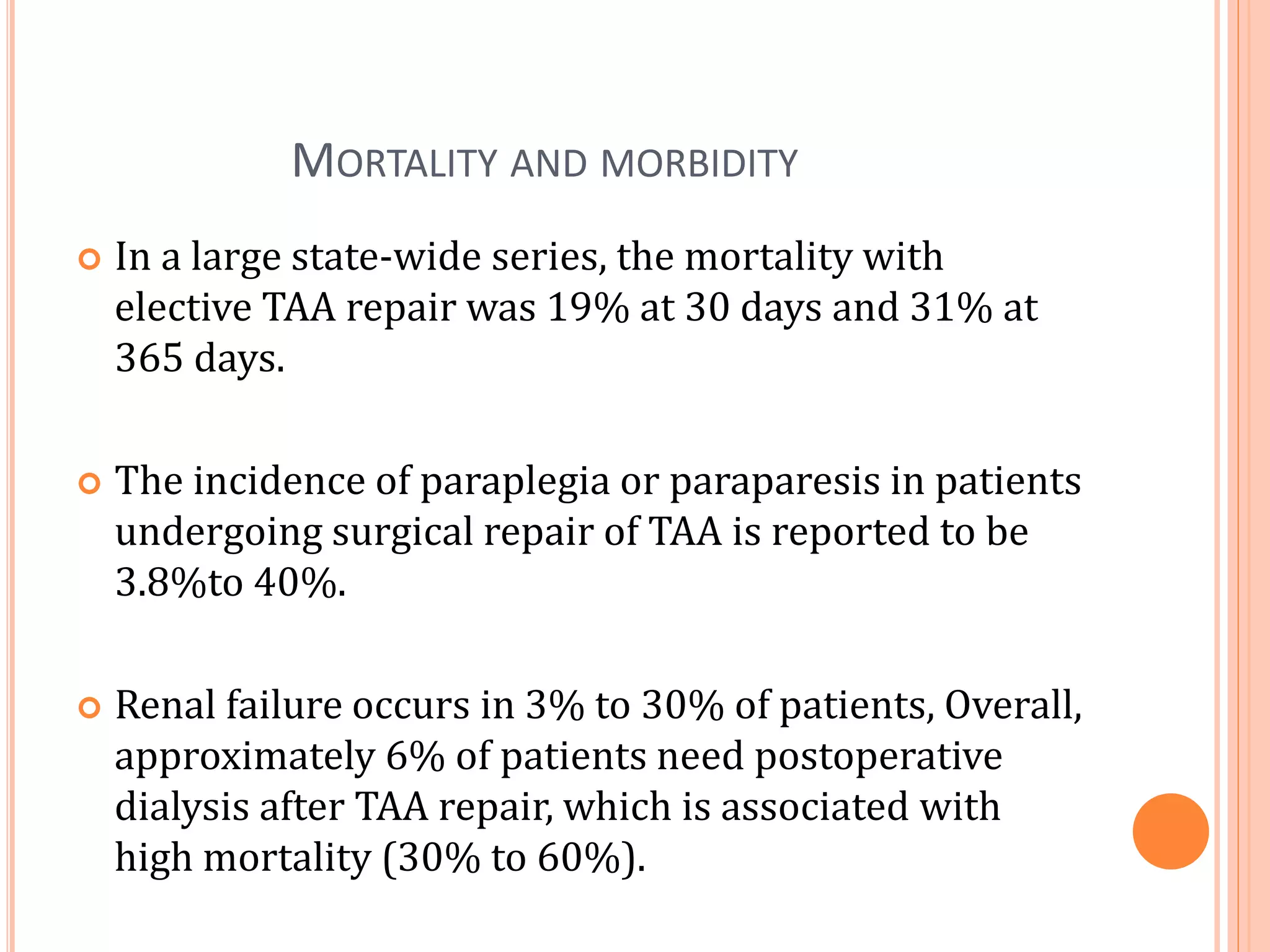 Anaesthesia for thoraco abdominal aortic surgery | PPTX