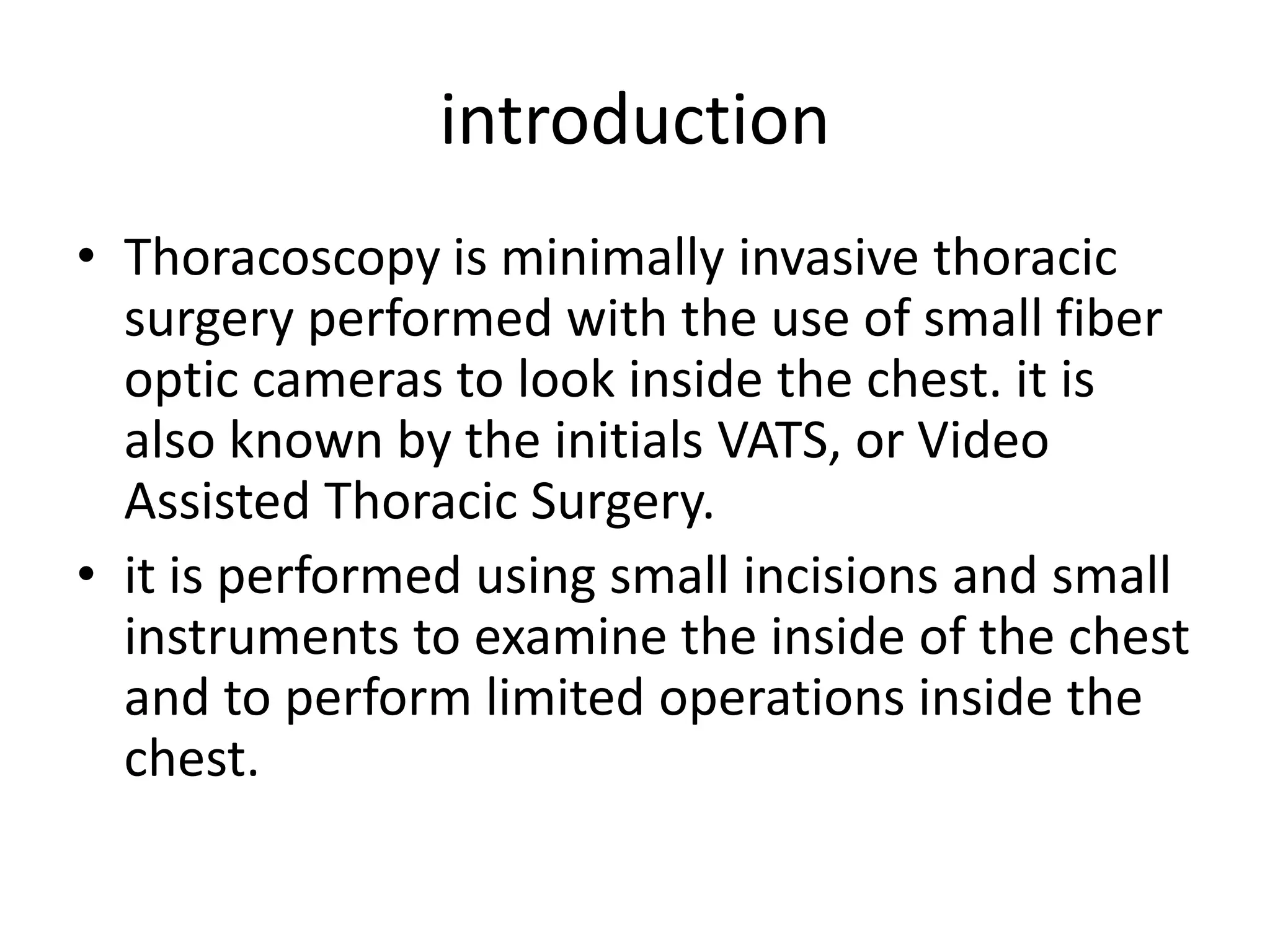 Anaesthesia for thoracoscopic surgery | PPTX