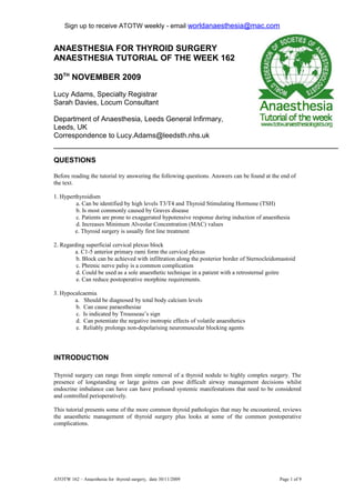 Anaesthesia for thyroid_surgery_totw_162_2009 | PDF