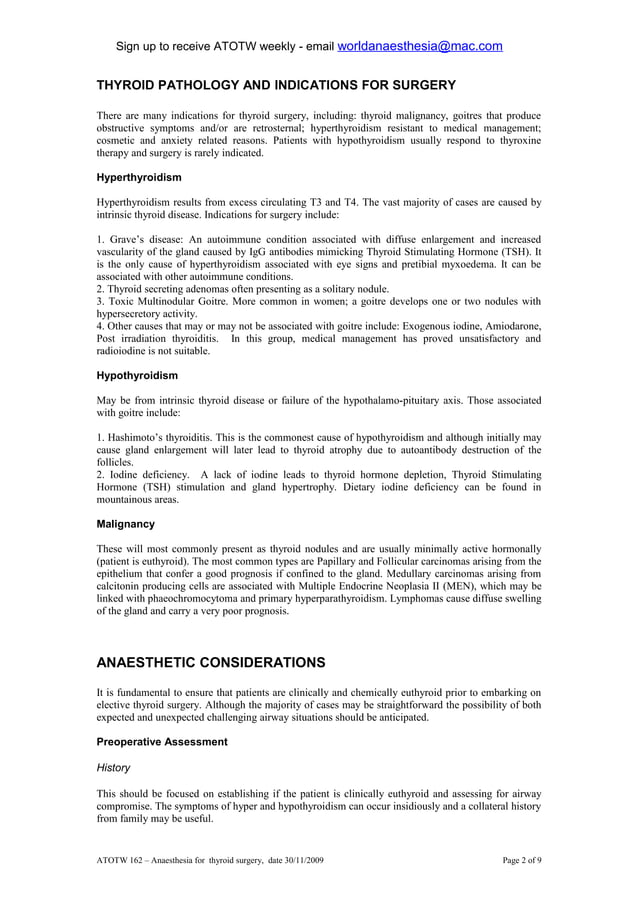Anaesthesia for thyroid_surgery_totw_162_2009 | PDF