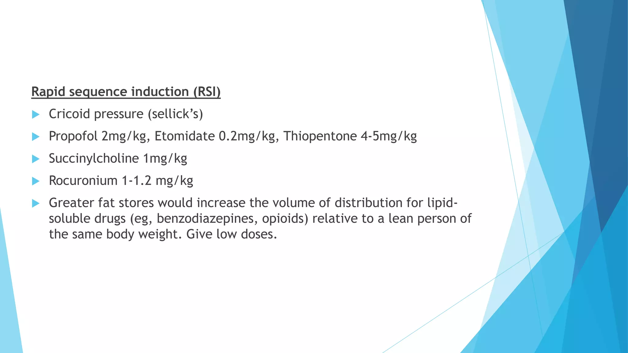 Anaesthesia in obesity | PPTX