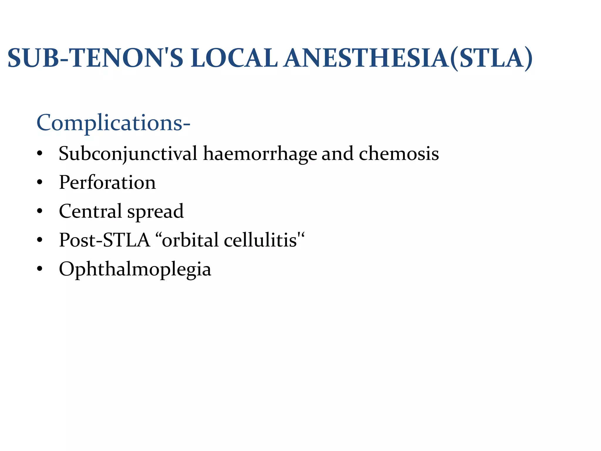 Anaesthesia in ophthalmic surgery | PPT