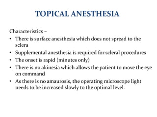 Anaesthesia in ophthalmic surgery | PPT