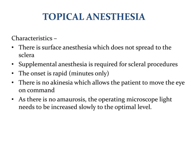 Anaesthesia in ophthalmic surgery | PPT | Eye and Vision Conditions ...