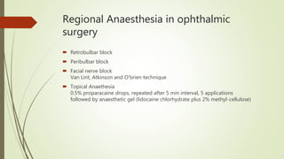 Anaesthesia in ophthalmology By Dr Sardar Saud Abbas | PPTX