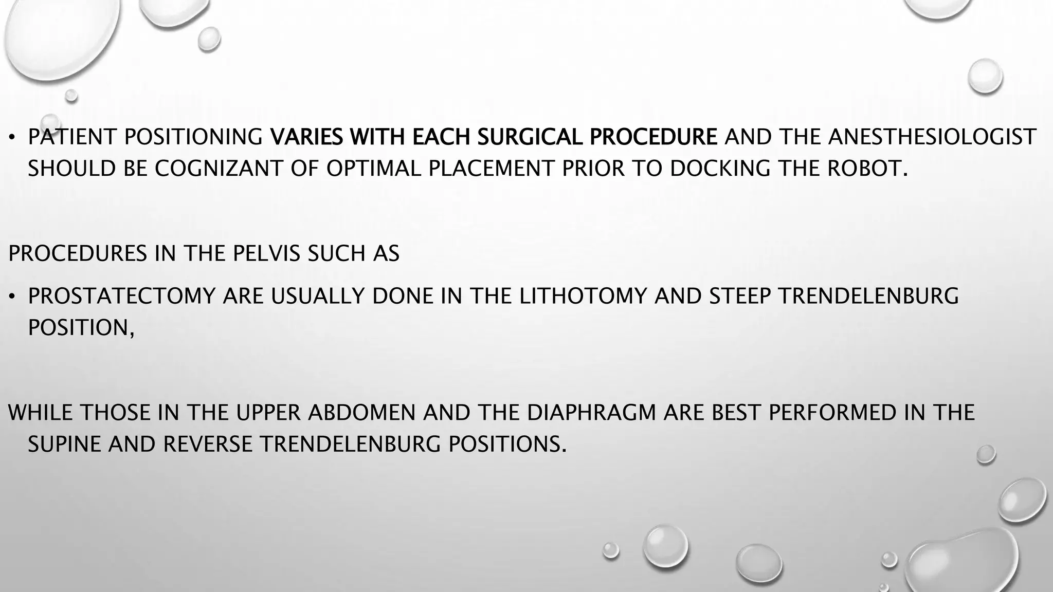 Anaesthesia in robotic surgery | PPTX