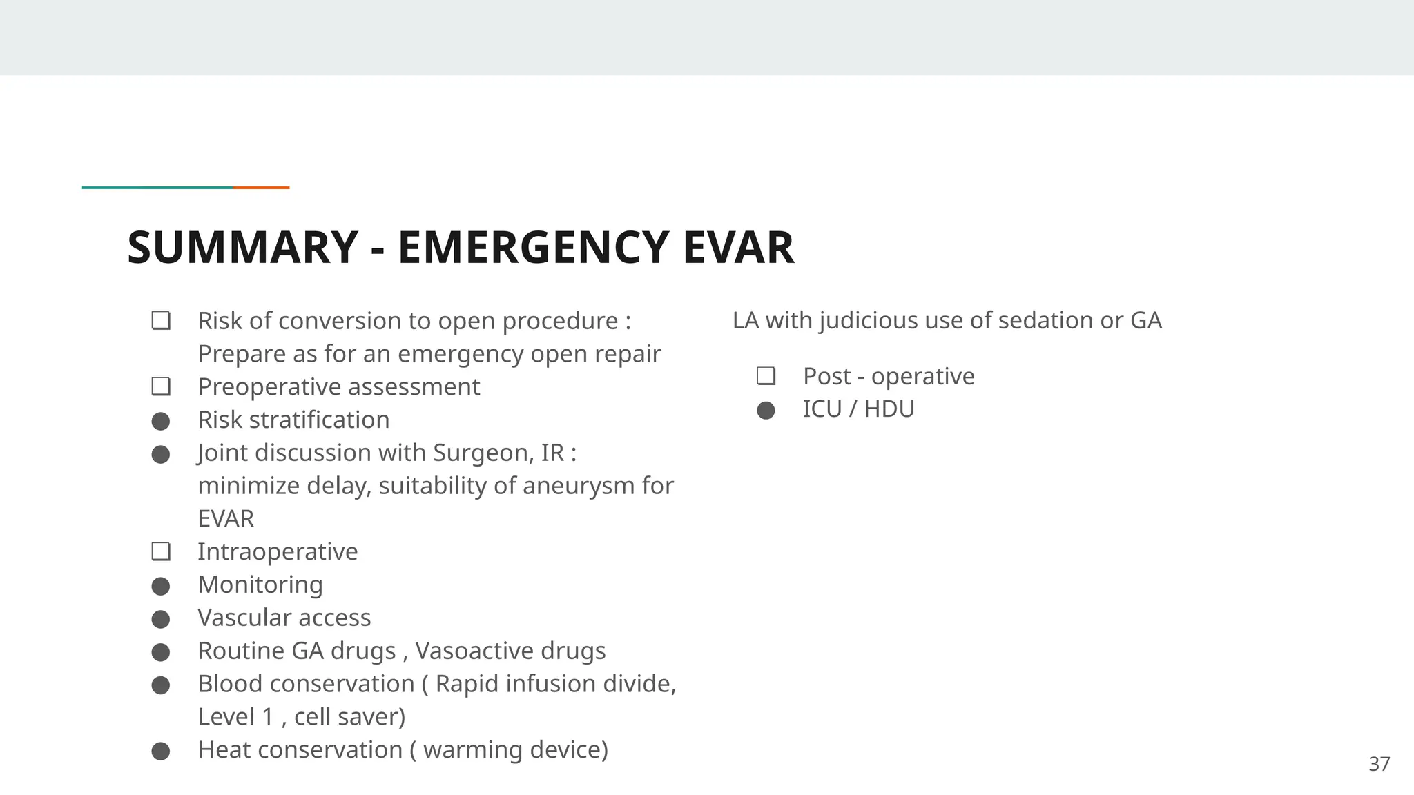Anaesthesia Management of Emergency EVAR.pptx