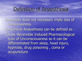 Anaesthesia power point for BAMS students | PPTX