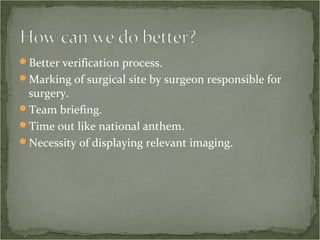 Anaesthesia for wrong site surgery | PPT