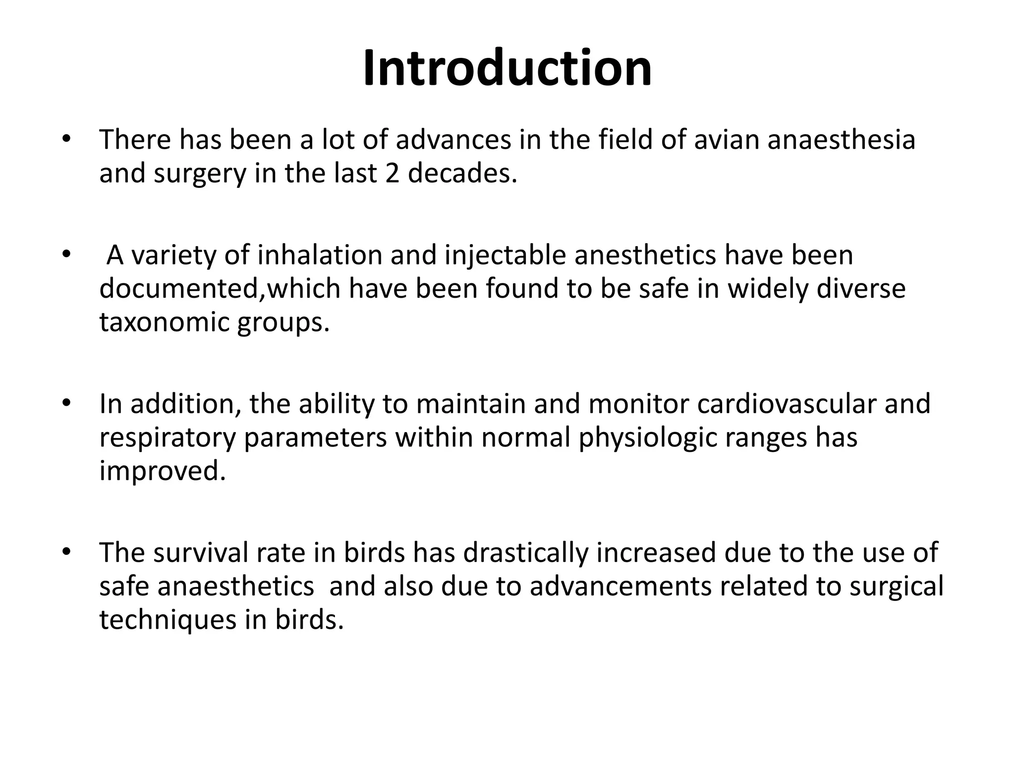 Anaesthetic and surgical management in birds | PPTX